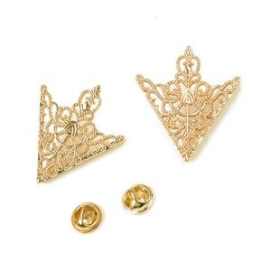 Accessories | Triangle Filigree Bright Gold Lapel Collar Pin | Poshmark